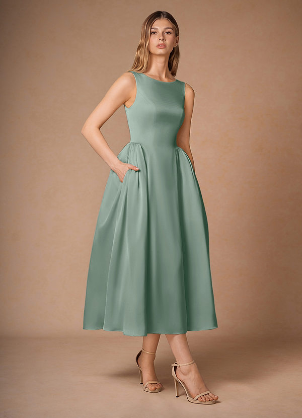Casey Vintage Sage Midi Dress | Azazie CA