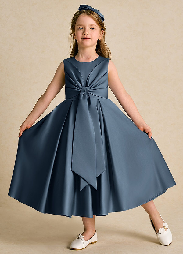 Azazie Lady Neptune A-Line Pleated Matte Satin Dress | Azazie CA