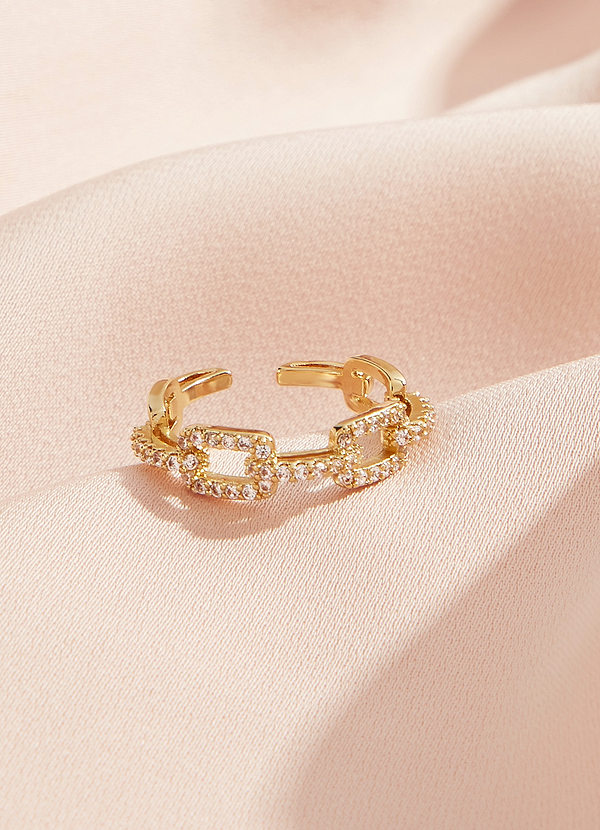 Gold Adjustable Mini Rhinestone Ring Jewelry | Azazie