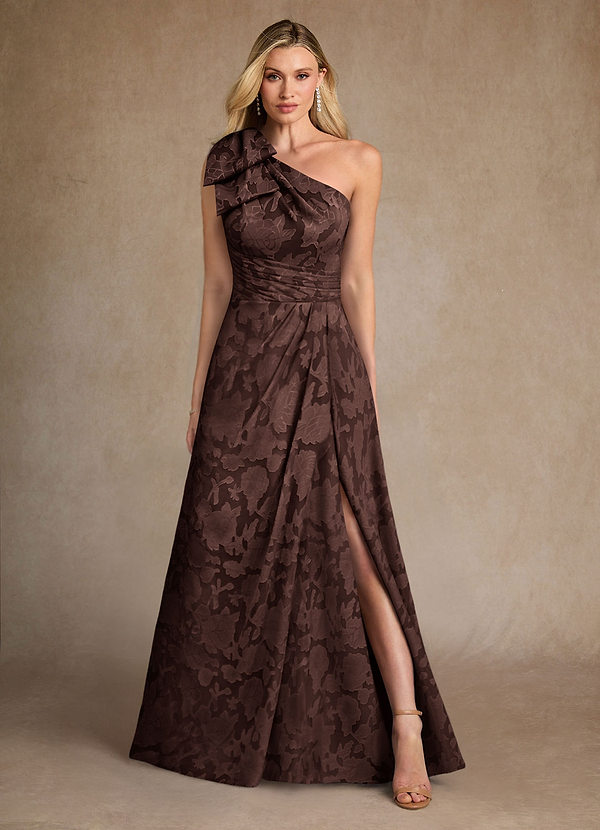 Azazie Easton Ganache Ball-Gown One Shoulder Floral Burnout Dress ...