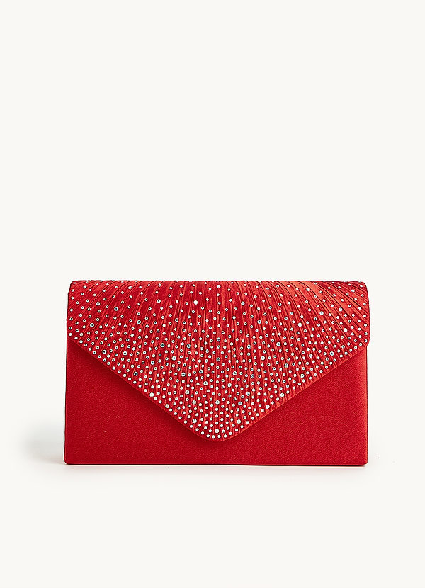 Red Rhinestone Satin Clutch Bag | Azazie