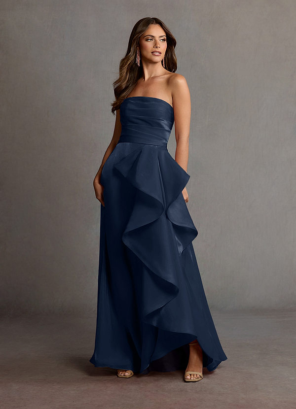 Manon Navy Handkerchief Gown | Azazie UK