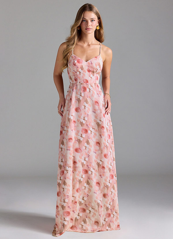 Azazie Mei Stretch Satin Dress Demure Roses Bridesmaid Dresses | Azazie CA