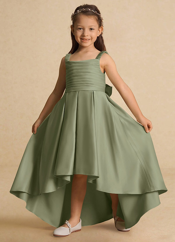 Azazie Kat Robe A-ligne en Mat Satiné Plissée Pistache robes de ...