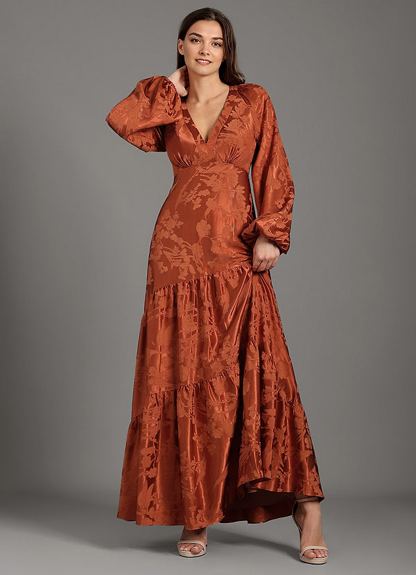 Melissa Rust Long Sleeve Maxi Dress Atelier Dresses | Azazie