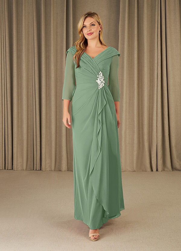 Matcha Azazie Jaycee Matcha A-Line Chiffon Dress | Azazie
