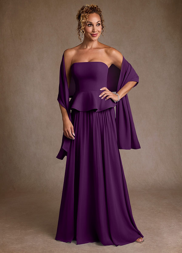 Azazie Josabeth Grape A-Line Pleated Chiffon Dress | Azazie CA