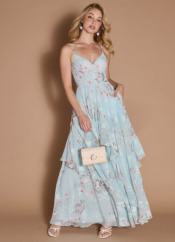 Dera Ice Blue Maxi Dress | Azazie UK