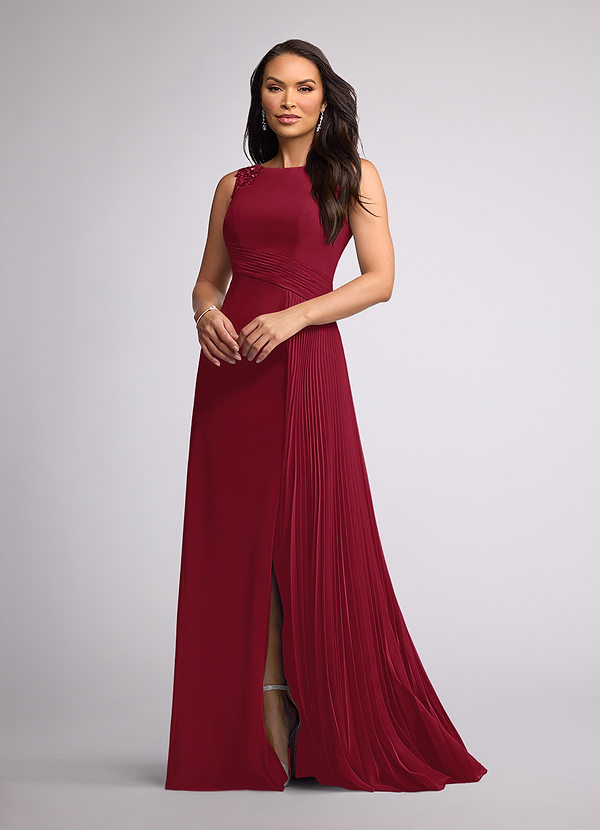 Azazie Galvan Burgundy A-Line Sequins Chiffon Dress | Azazie CA