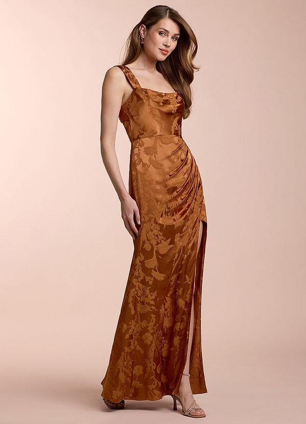 Eveline Caramel Maxi Dress | Azazie