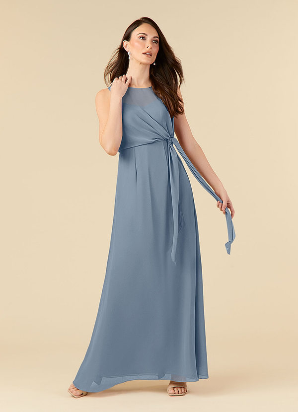 Azazie Marchioness Twilight A-Line Scoop Pleated Chiffon Dress | Azazie