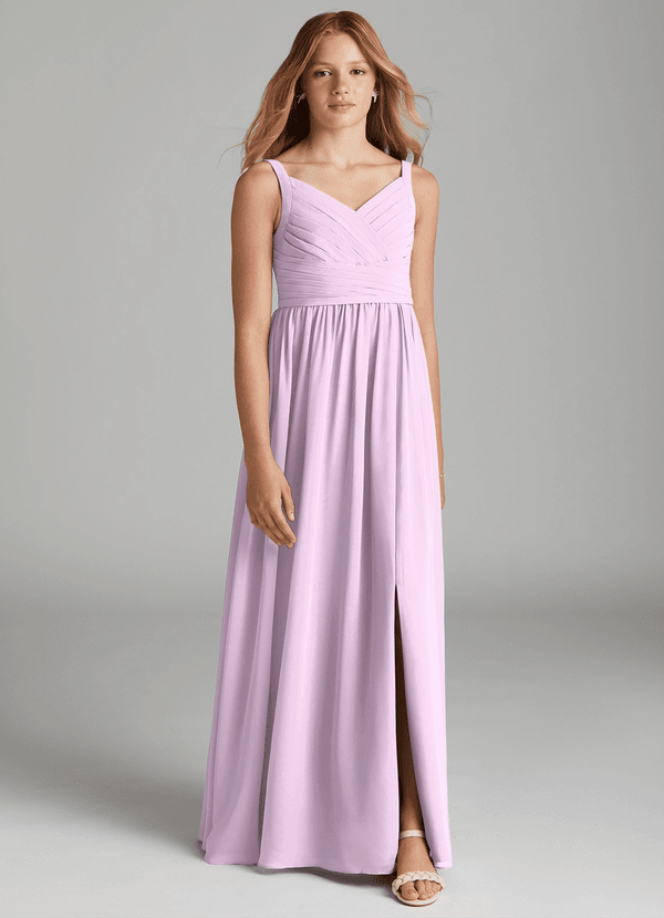 Azazie Chanel Junior Bridesmaid Dress in Frosted Lilac | Azazie CA