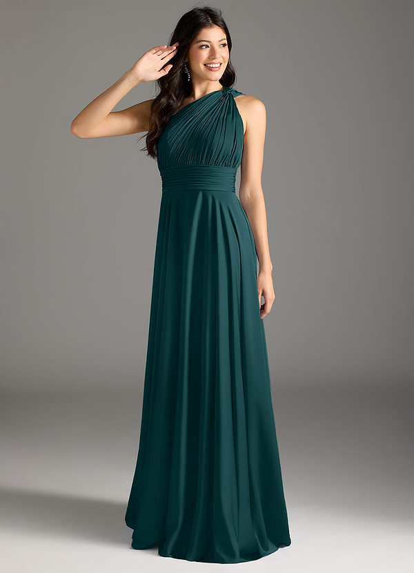 Azazie Charlize Pine Stretch Satin Bridesmaid Dresses | Azazie CA