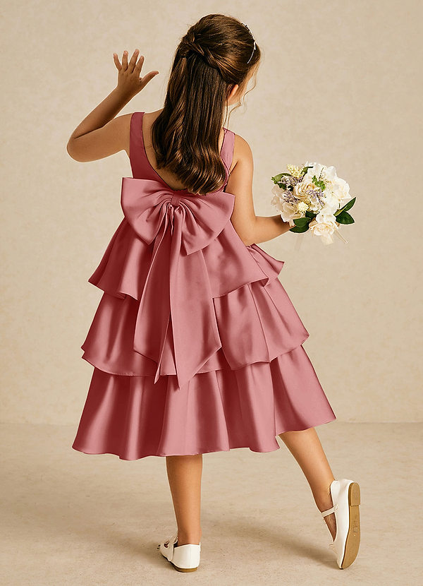Azazie Margery Antique Rose A-Line Bow Stretch Satin Dress | Azazie CA
