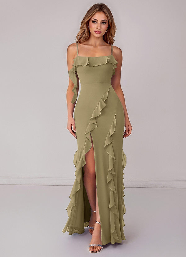 Azazie Malia Moss Green Chiffon Bridesmaid Dresses | Azazie