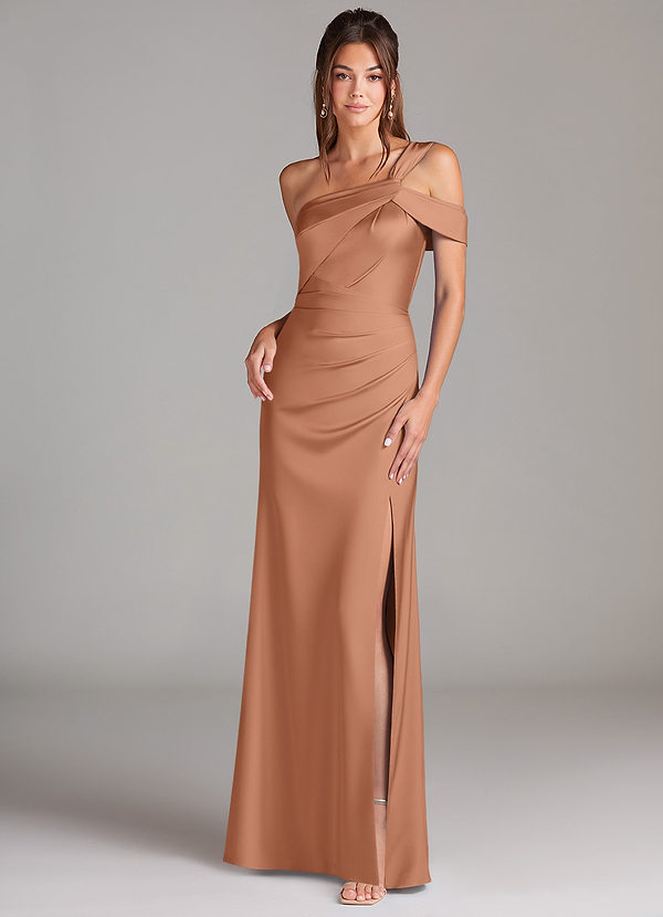 Azazie Wynter Bronzer Stretch Satin Bridesmaid Dresses | Azazie UK