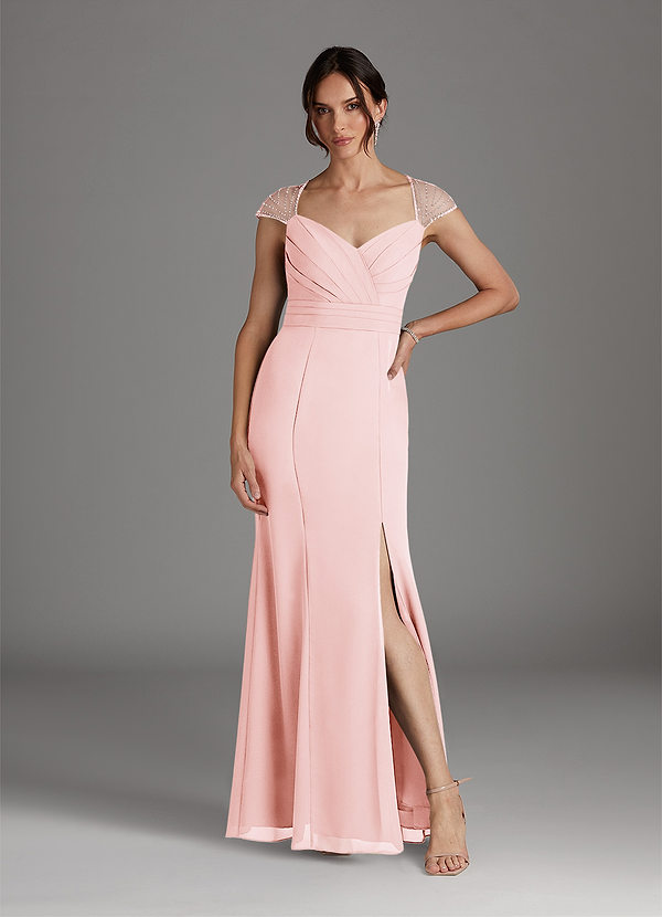 Azazie Blanchett Blushing Pink Mermaid Sequins Chiffon Dress | Azazie