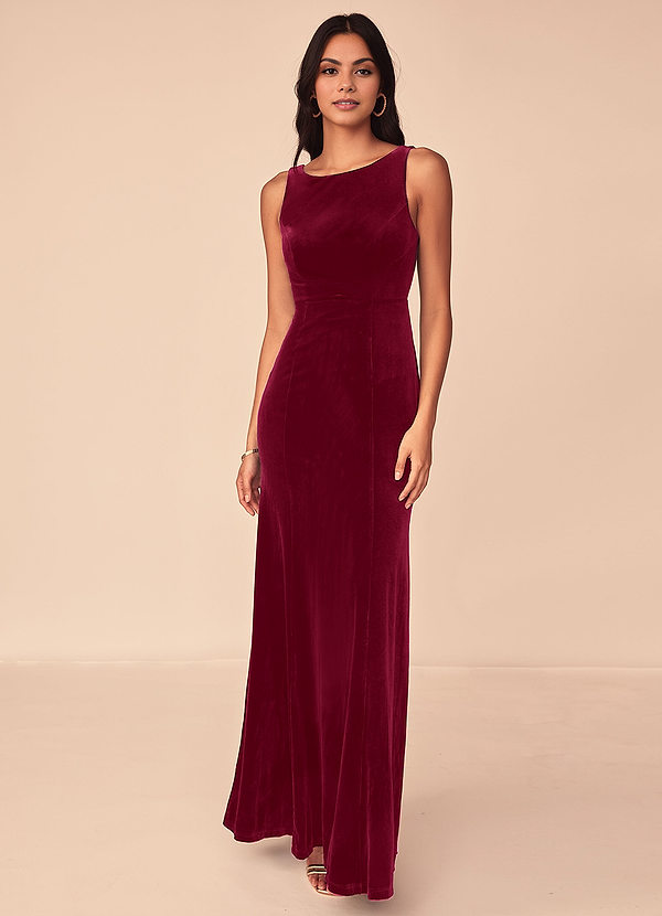 Daia Merlot Velvet Maxi Dress | Azazie