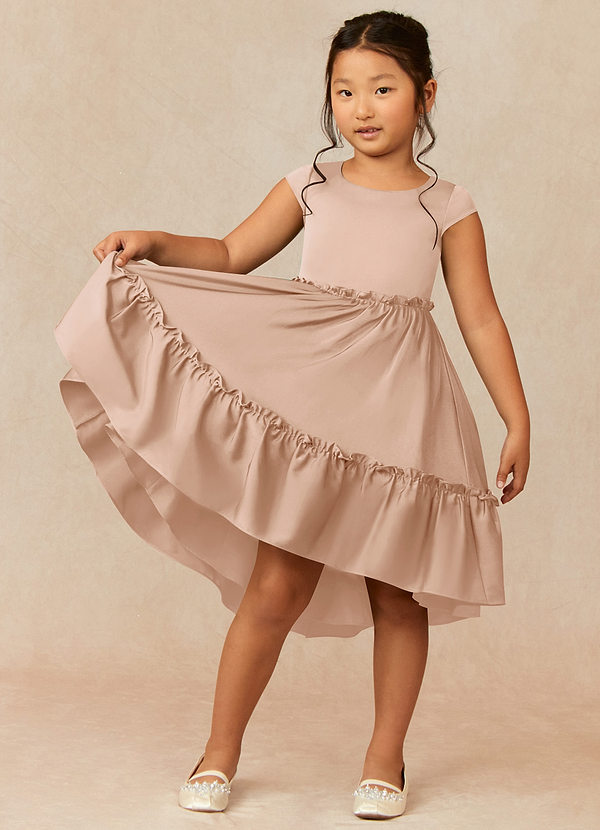 Azazie Lee English Rose A-Line Bow Stretch Satin Dress | Azazie