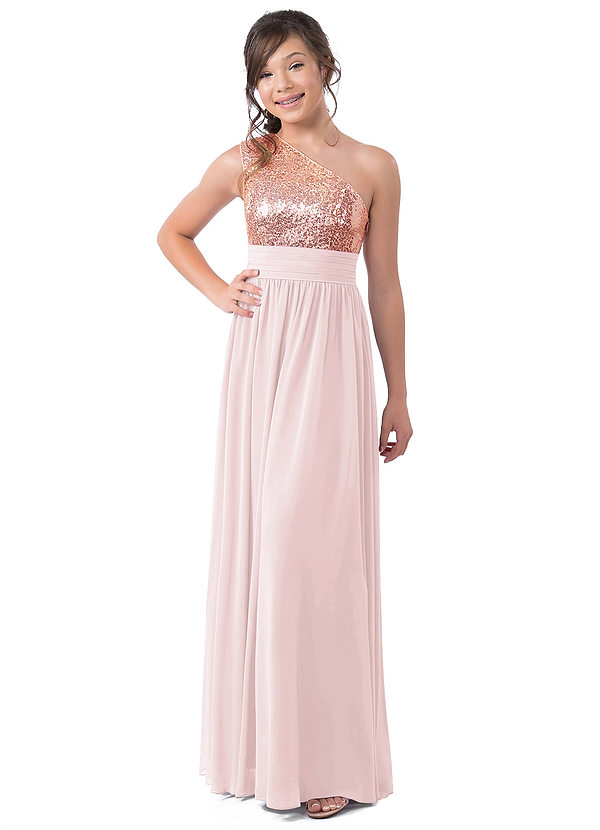 Blushing Pink Azazie Sidney JBD Junior Bridesmaid Dresses | Azazie