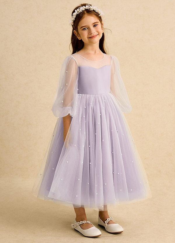 Azazie Trudy Frosted Lilac Ball-Gown Sweetheart Neckline Tulle Dress ...