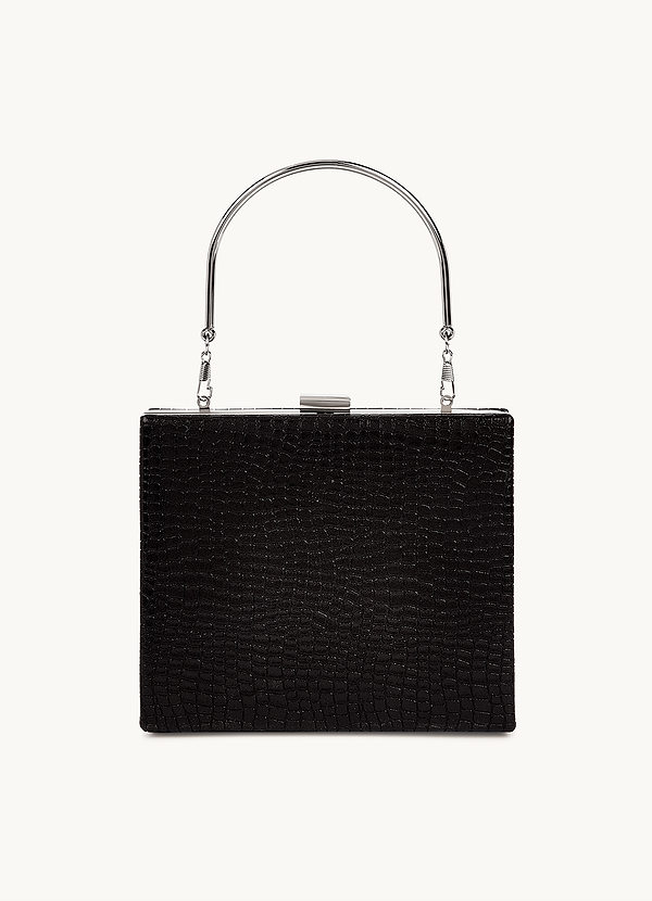 Black Textured Shimmer Handbag | Azazie