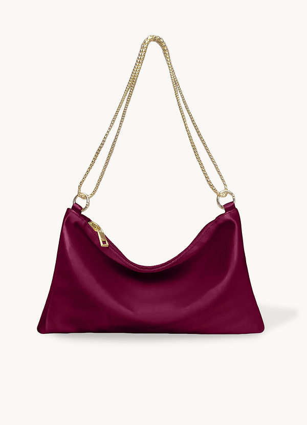 Wine Red Metallic Chain Underarm Bag | Azazie CA