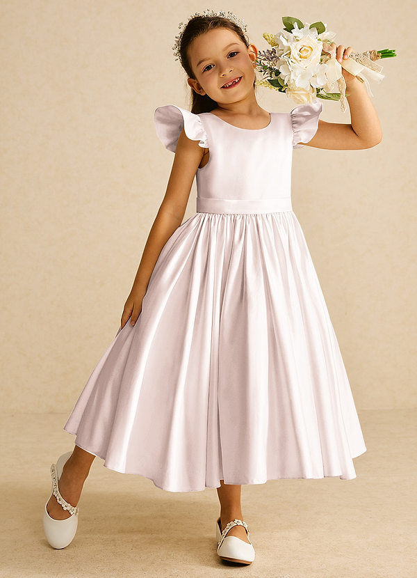 Azazie Violeta Rose Petal Ball-Gown Bow Matte Satin Dress | Azazie