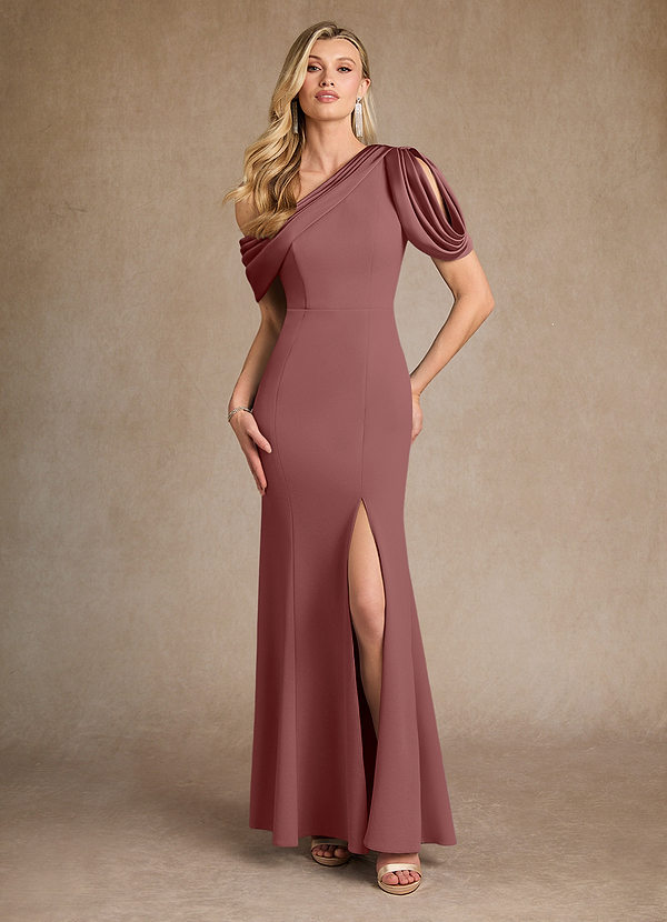 Azazie Paris Desert Rose Mermaid Pleated Stretch Crepe Dress | Azazie