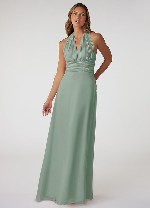 Azazie Fifi Silver Sage Chiffon Bridesmaid Dresses | Azazie UK