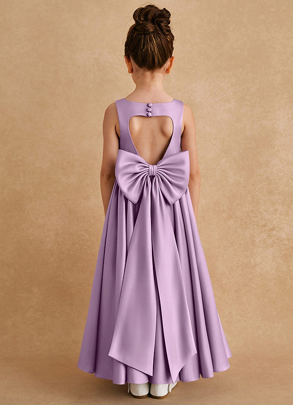 Azazie Bettie Wisteria A-Line Bow Matte Satin Dress | Azazie CA
