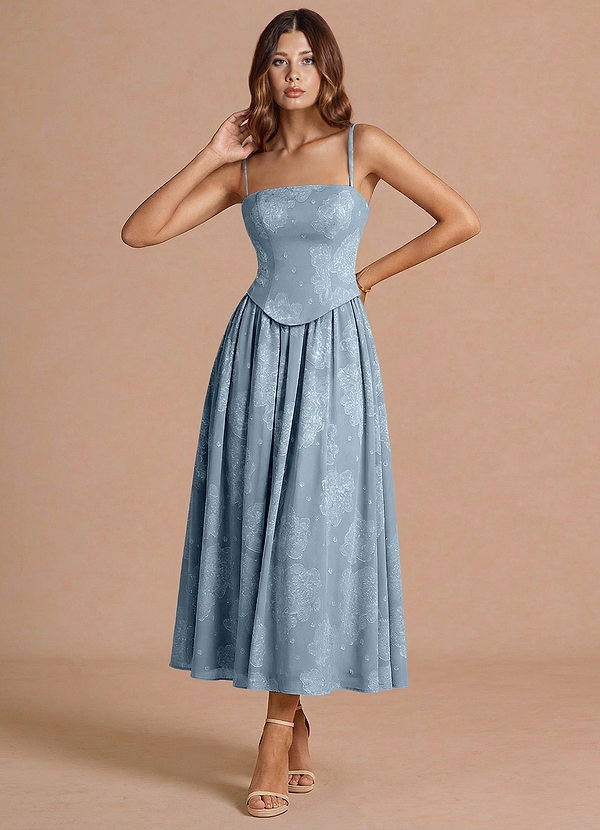 Isaura Powder Blue Midi Dress | Azazie AU