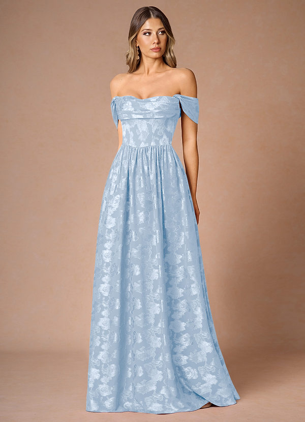 Hazel Azul Pálido Vestido largo plisado Vestidos de taller | Azazie ES