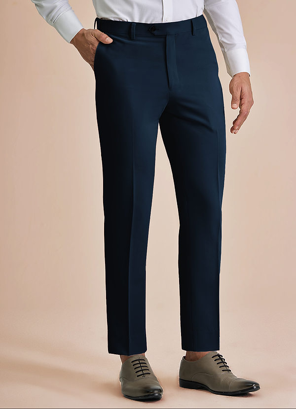 William Navy Blue Comfort Blend Dress Pants | Slim Short Dress Pants ...