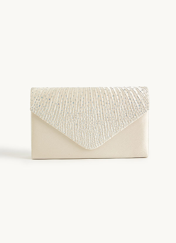 Apricot Rhinestone Satin Clutch Bag | Azazie