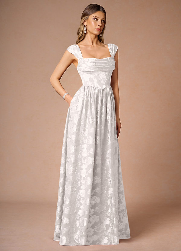 Hazel Cream Pleated Maxi Dress | Azazie CA