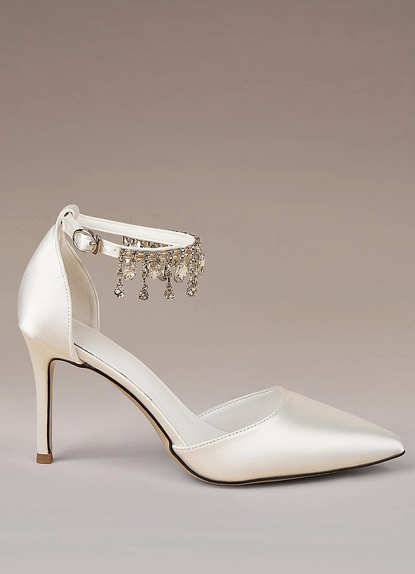 Rhinestone Tassel Satin Pumps Shoes | Azazie