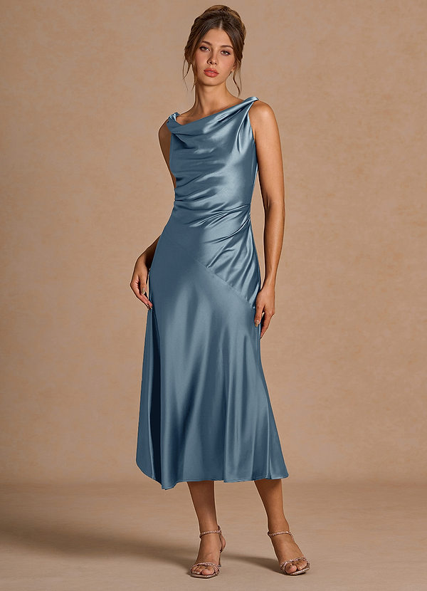 Adriana Powder Blue Midi Dress | Azazie